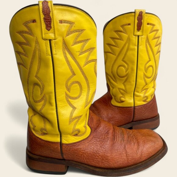 Old West | Shoes | Old West Yellow Brown Square Toe Leather Western ...